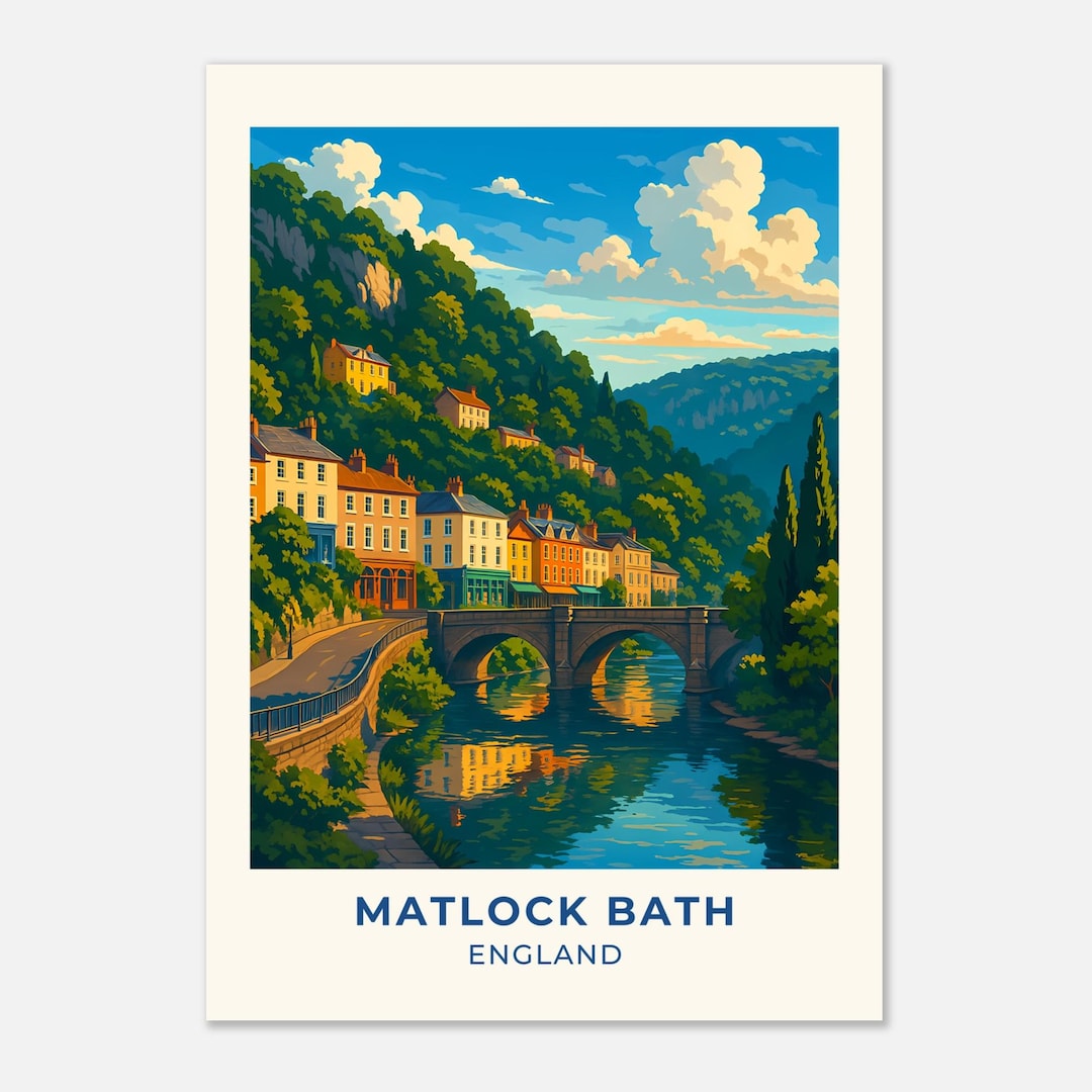 Matlock Bath Poster | Peak District Travel Print for Travel Lovers ...