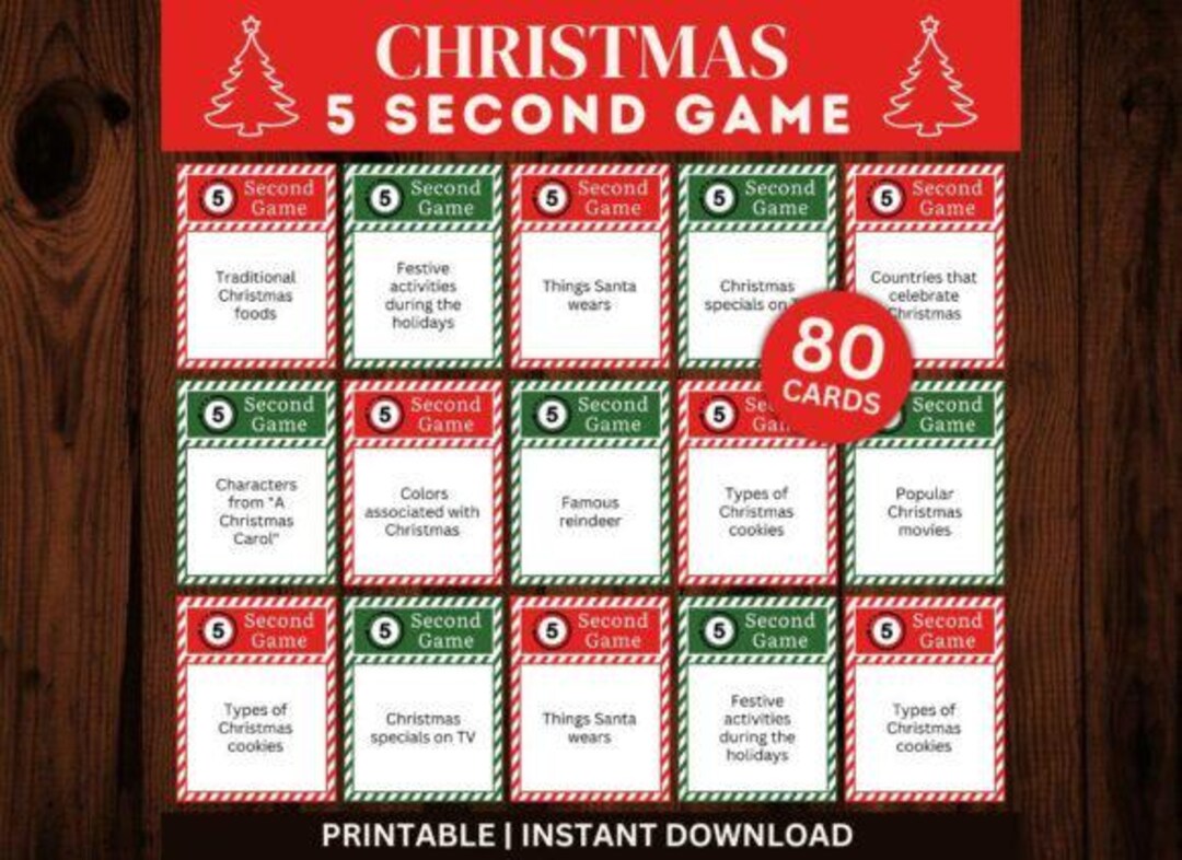 Buy Christmas 5 Second Party Game Printable Holiday Activity for Kids ...