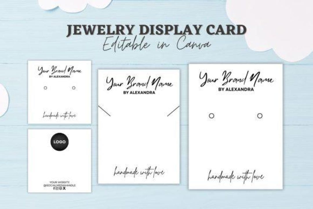 Editable Jewelry Display Card Template Printable Earring Packaging ...