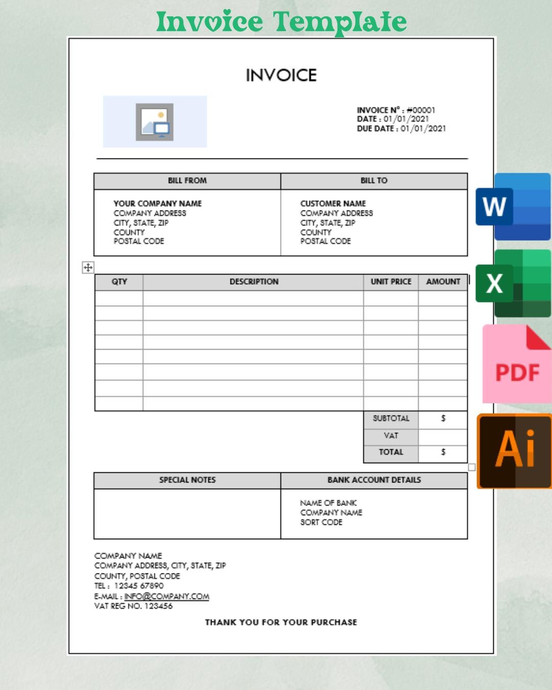 Plantilla de factura, plantilla de factura minimalista editable ...