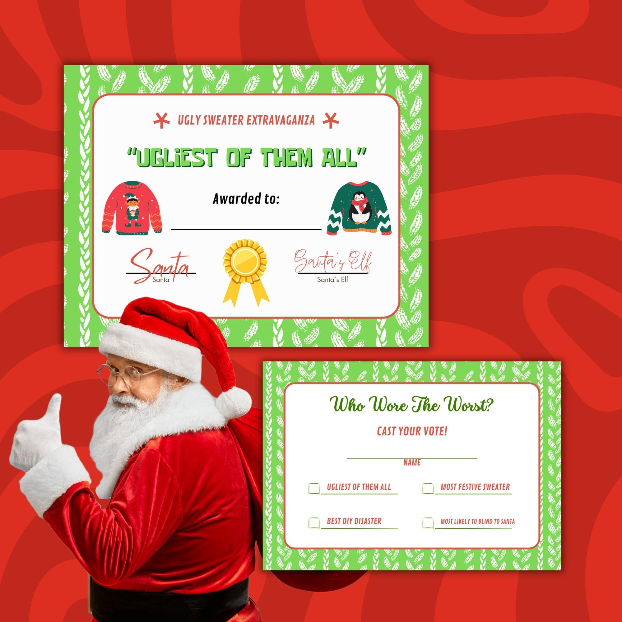 Ugly Sweater Holiday Party Canva Bundle: Tacky Christmas Invite, Sign ...