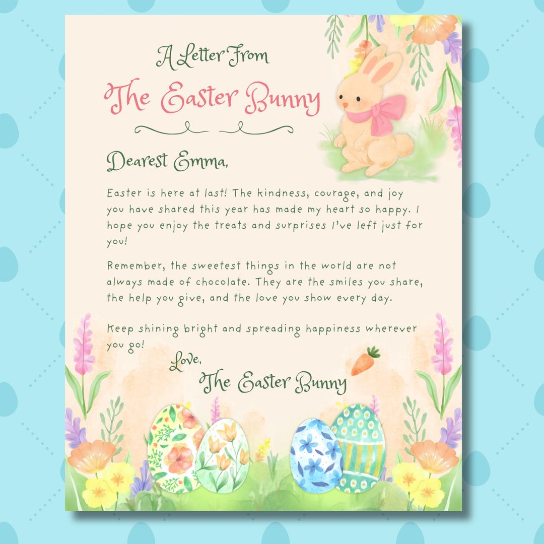 Easter Bunny Letter Canva Template | Printable Personalized Note for ...