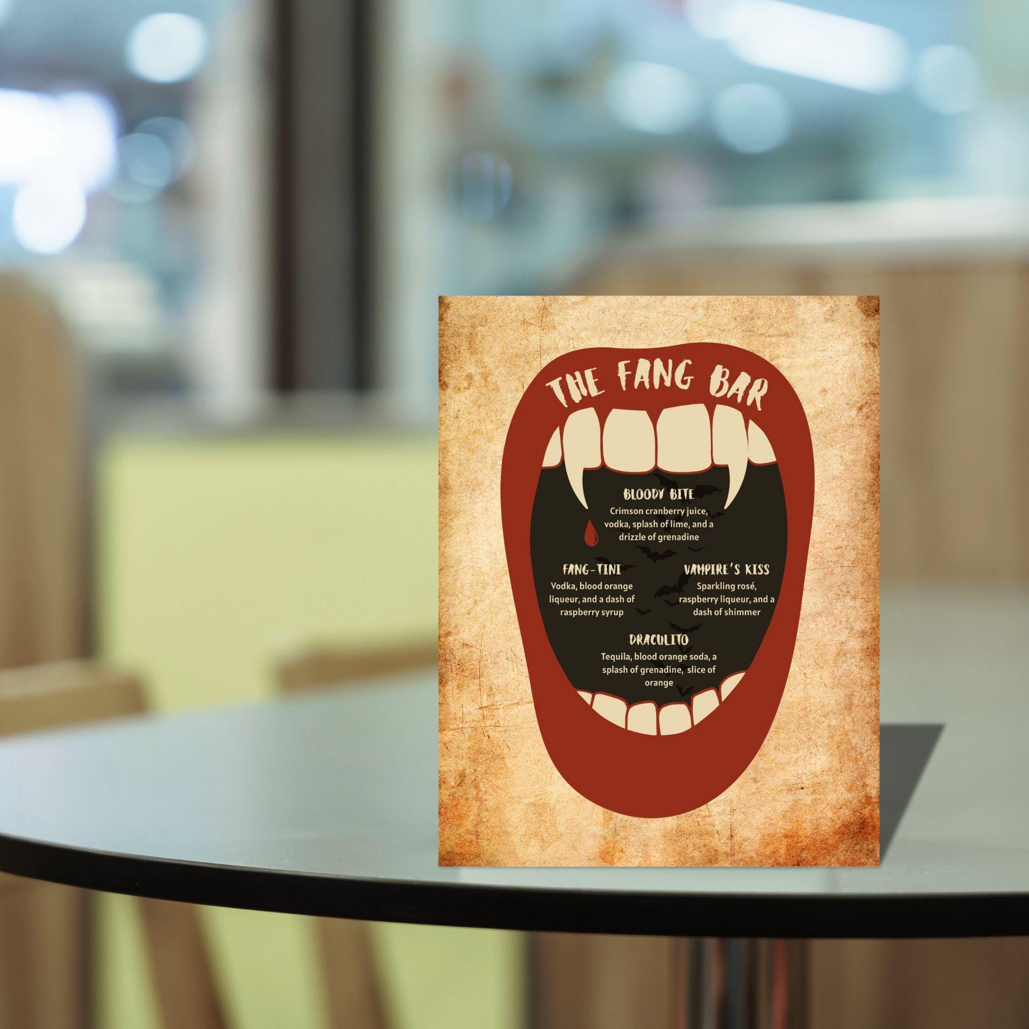 Vampire Cocktail Menu Template: Spooky Halloween Bar Sign (canva Pro ...