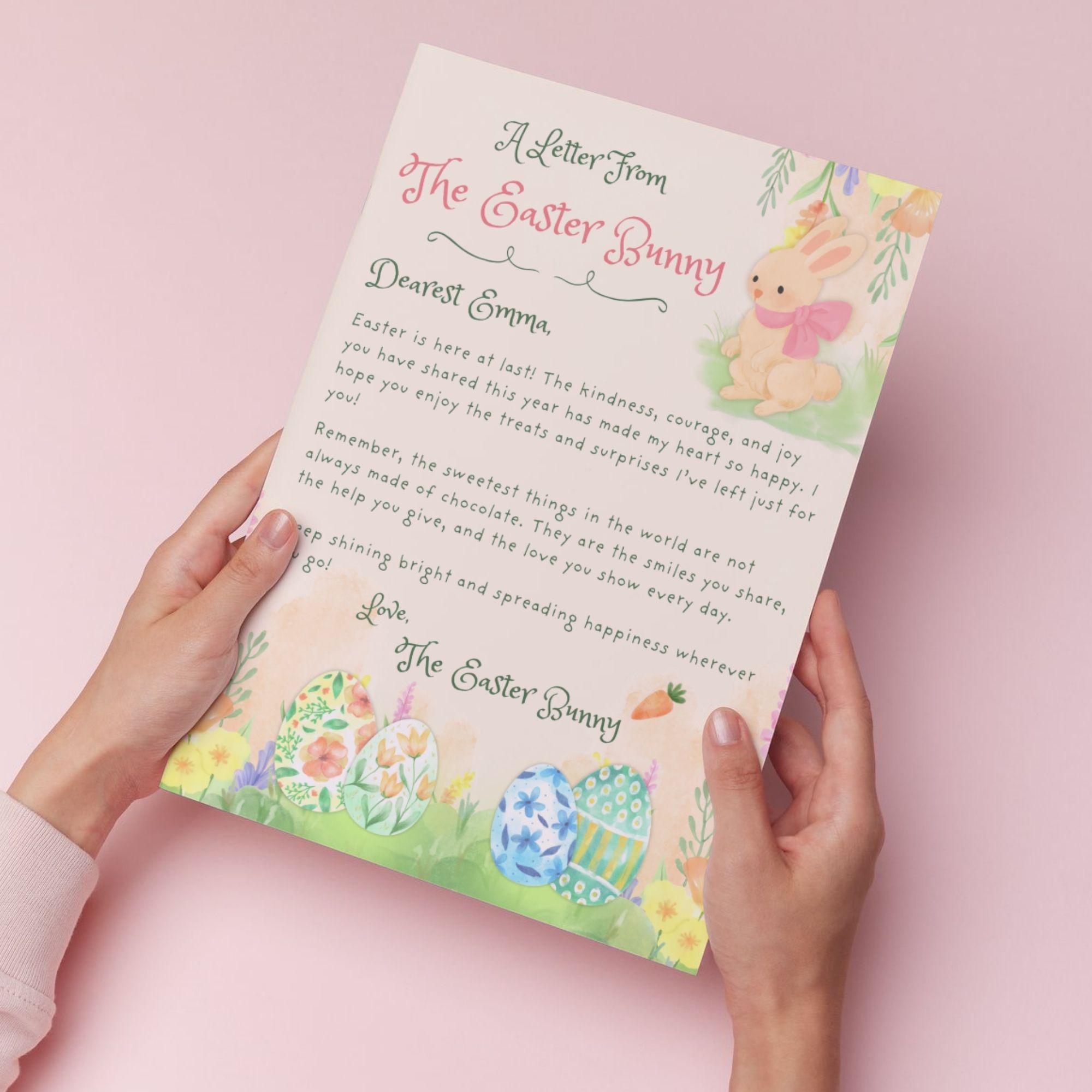 Easter Bunny Letter Canva Template | Printable Personalized Note for ...