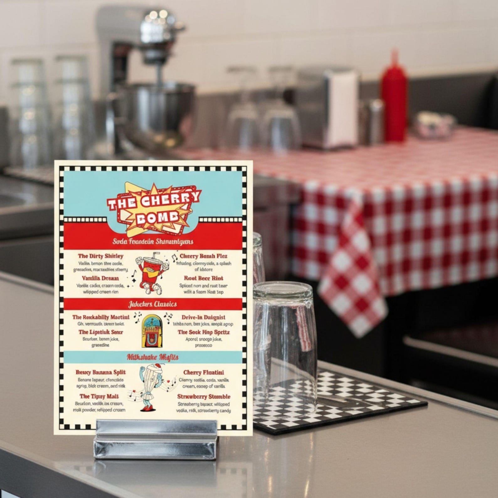 1950s Diner Cocktail Menu Template: Retro Party Bar Sign (canva Pro) - Etsy