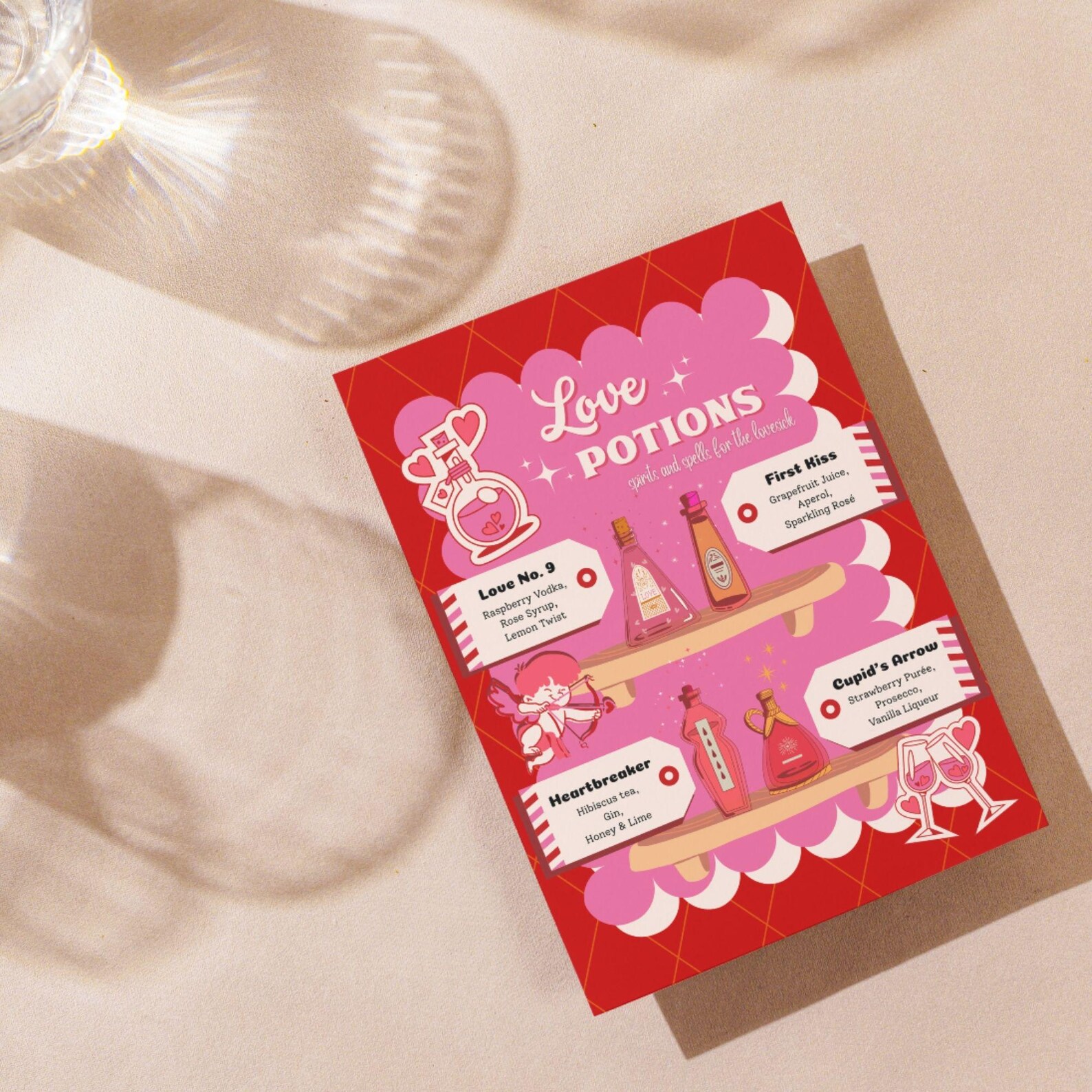 Valentine's Day Love Potion Drink Menu | Editable Canva Template Bar ...