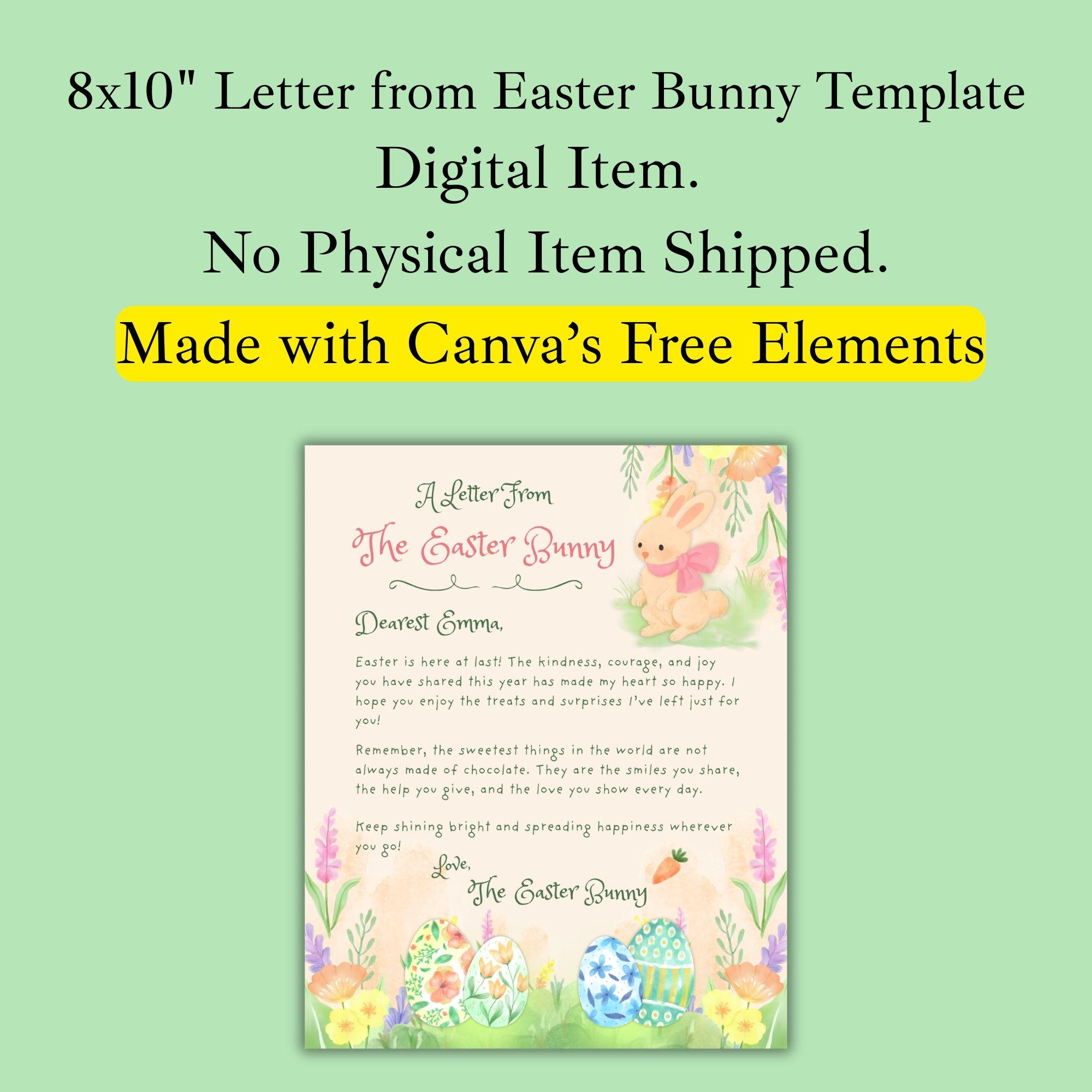 Easter Bunny Letter Canva Template | Printable Personalized Note for ...