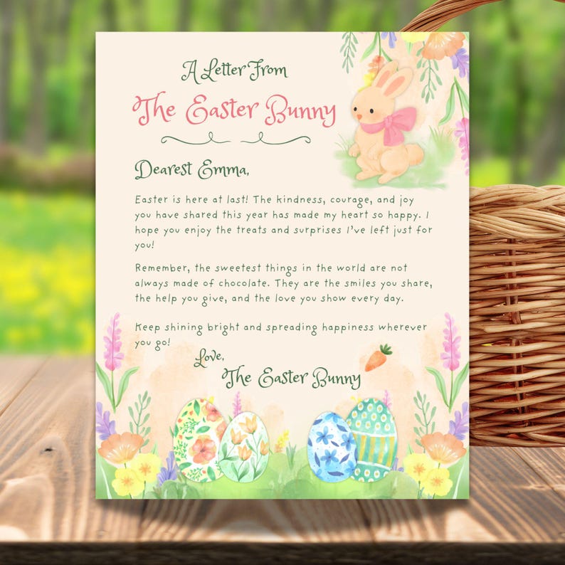 Easter Bunny Letter Canva Template | Printable Personalized Note for ...