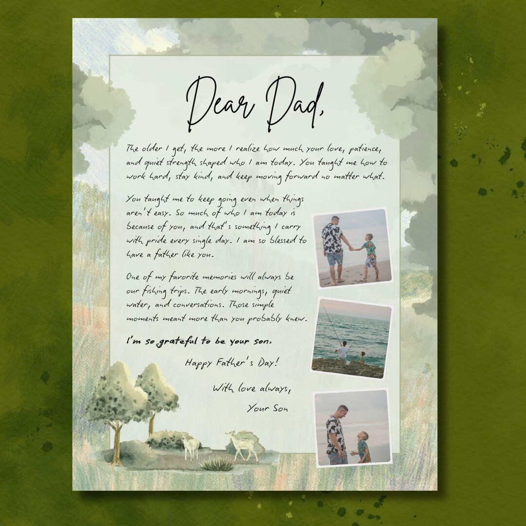 Printable Letter to Dad | DIY Father's Day Gift | Editable Canva ...