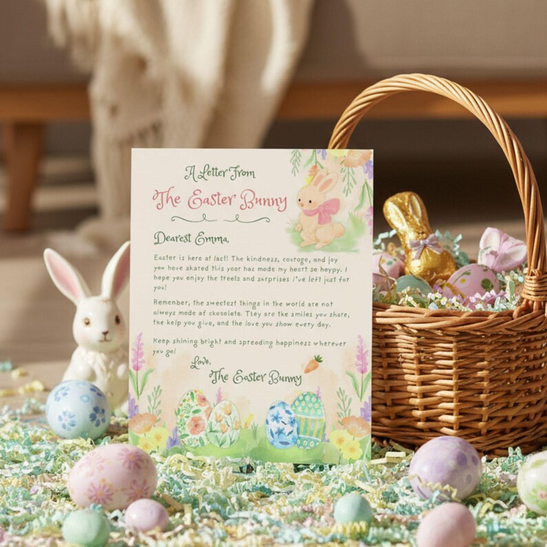 Easter Bunny Letter Canva Template | Printable Personalized Note for ...