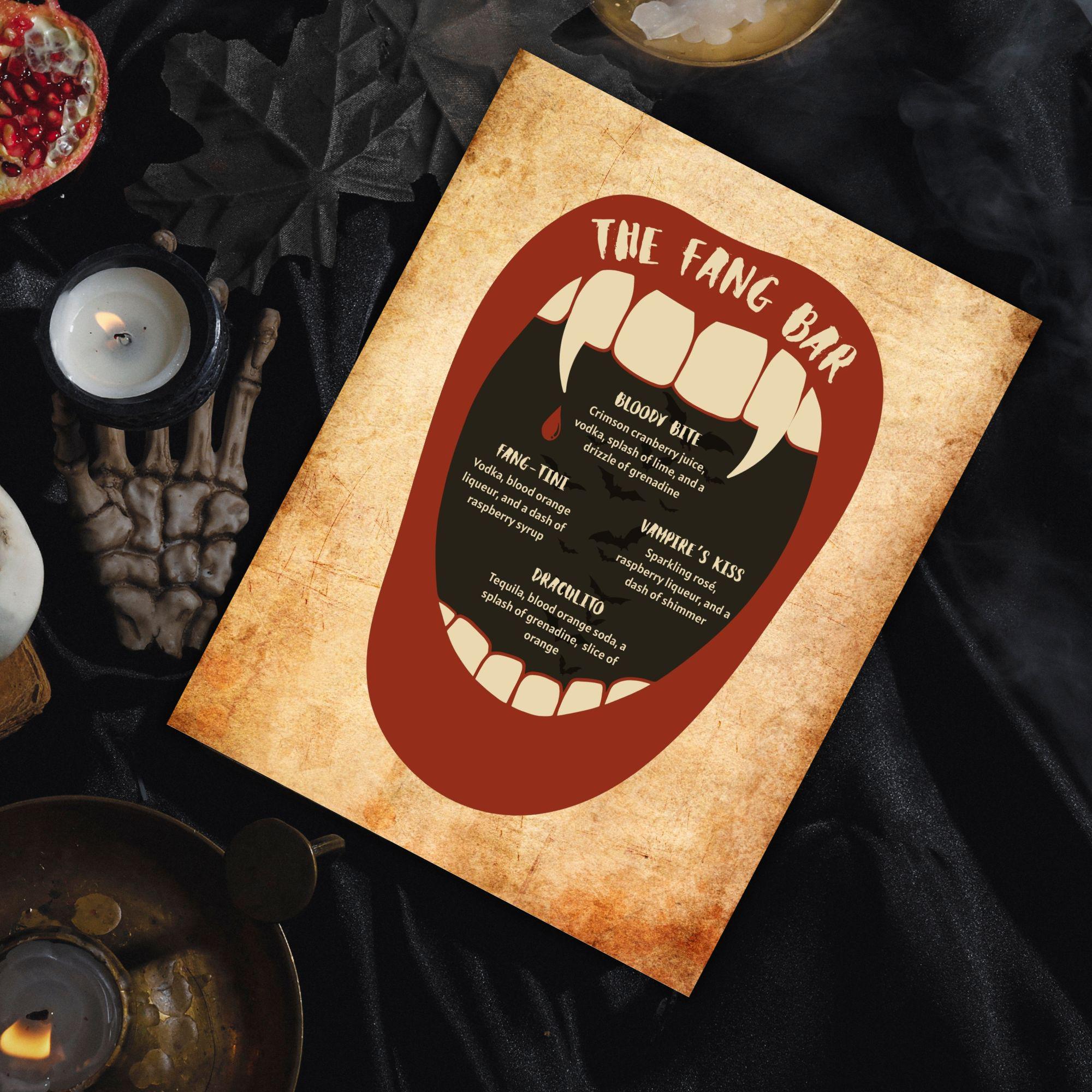 Vampire Cocktail Menu Template: Spooky Halloween Bar Sign (canva Pro ...