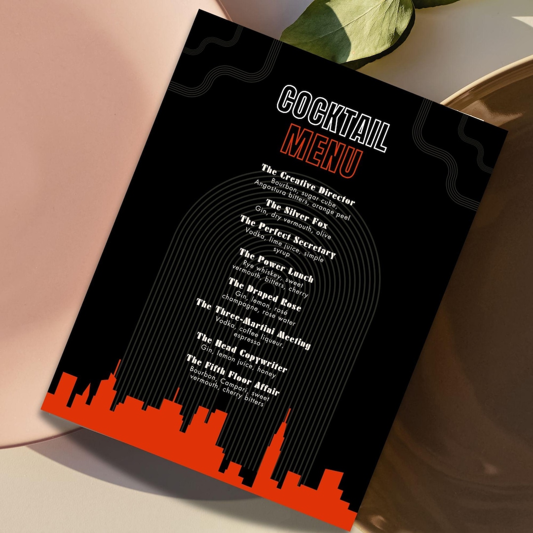 Retro 1960s Cocktail Menu Template: Editable Vintage Bar Sign (canva ...
