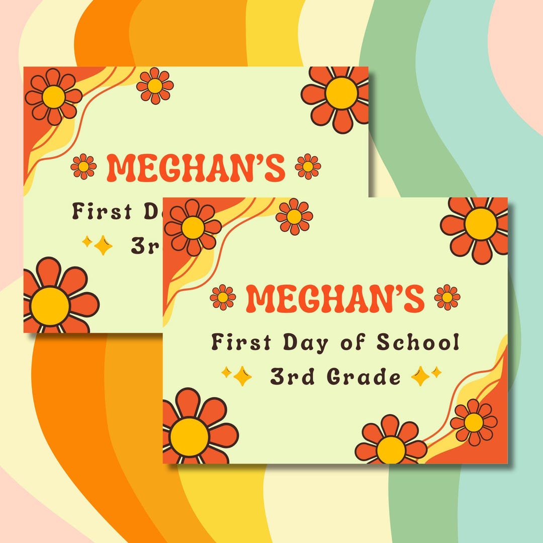 Editable Back to School Sign: Groovy 70s Canva Template - Etsy Australia