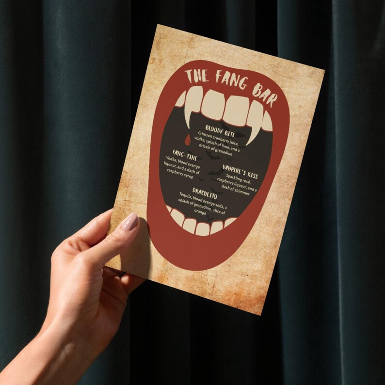 Vampire Cocktail Menu Template: Spooky Halloween Bar Sign (canva Pro ...