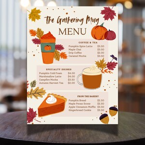 Fall Cafe Menu Canva Template | Cozy Autumn Coffee Shop Drink Sign - Etsy