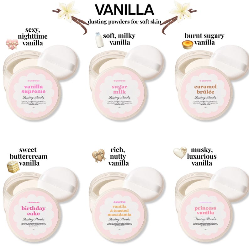 Vanilla Scented Dusting Powders - Talc Free Body Powder for Hygiene ...