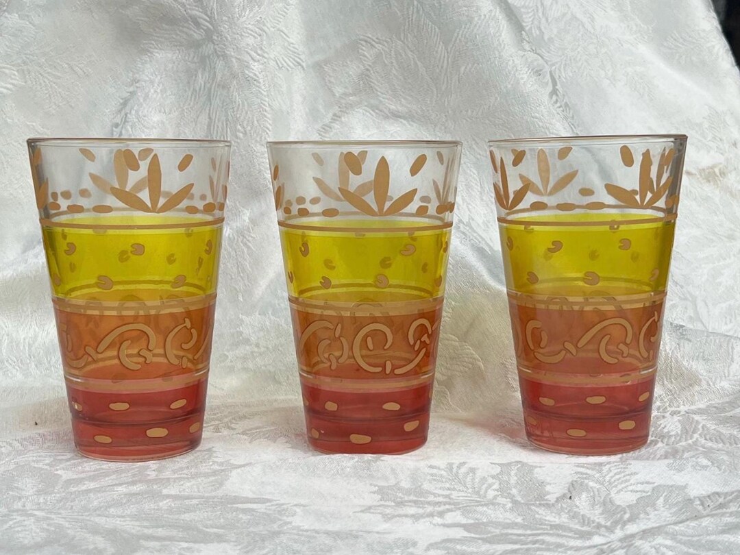 Vintage Italian Cerve Tumblers Retro Mid-century Modern Yellow / Orange ...