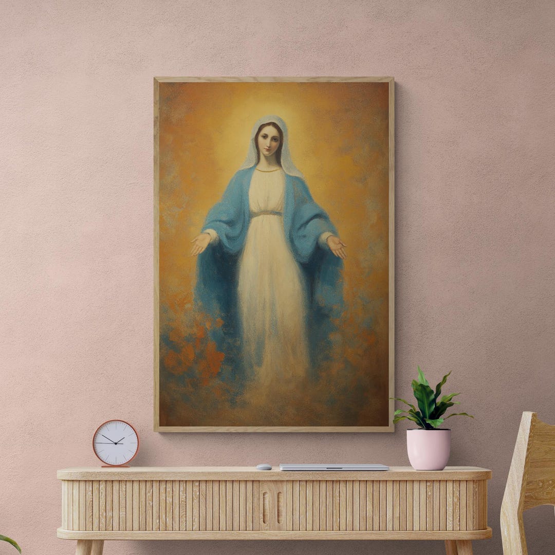 Virgin Mary Icon Immaculate Mary Art, Christian Wall Art, Celestial ...