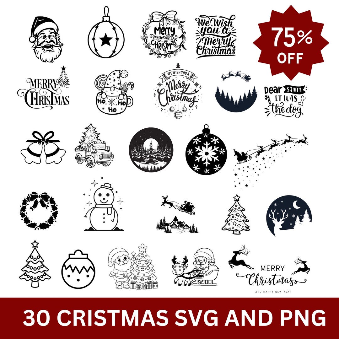 30 Christmas SVG Bundle, Winter SVG, Santa SVG, Holiday, Merry ...