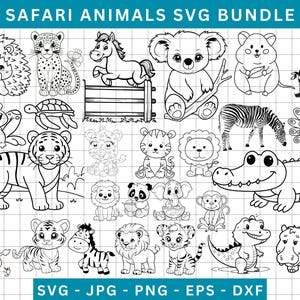 Safari Animals Outline Svg,safari Animals Svg,baby Shower Svg,cute ...