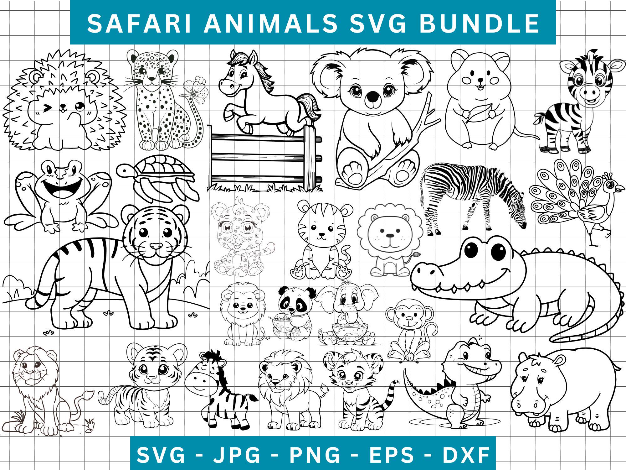 Safari Animals Outline Svg,safari Animals Svg,baby Shower Svg,cute ...