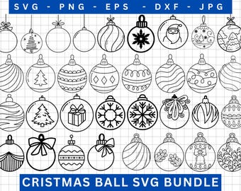 35 Christmas Balls Svg , Christmas Ornament Laser Cut SVG Bundle, Set ...