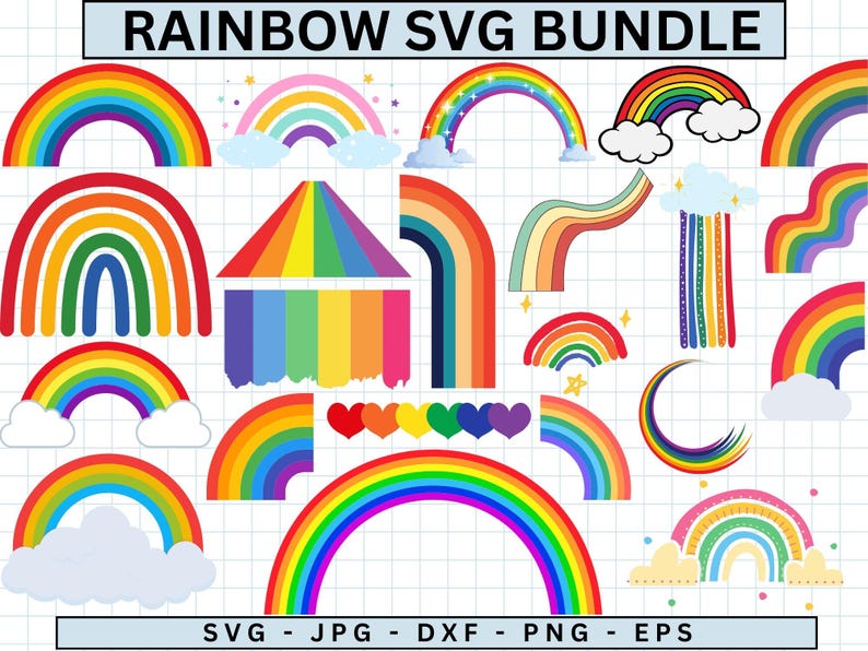 Rainbow SVG Bundle,cute Rainbow Svg,rainbow Clipart,boho Rainbow ...