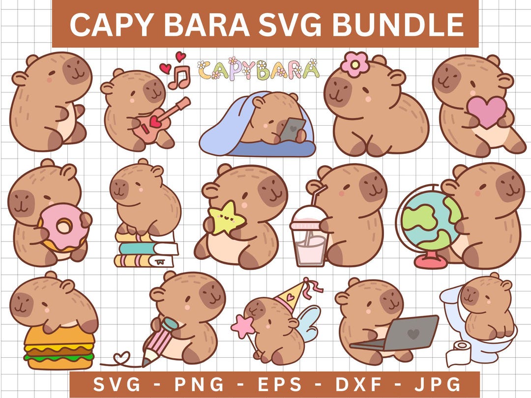 Cute Capybara SVG Bundle,instant Digital Download for Cricut ...