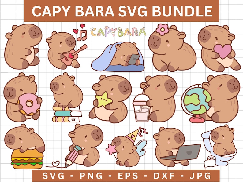 Cute Capybara SVG Bundle,instant Digital Download for Cricut ...