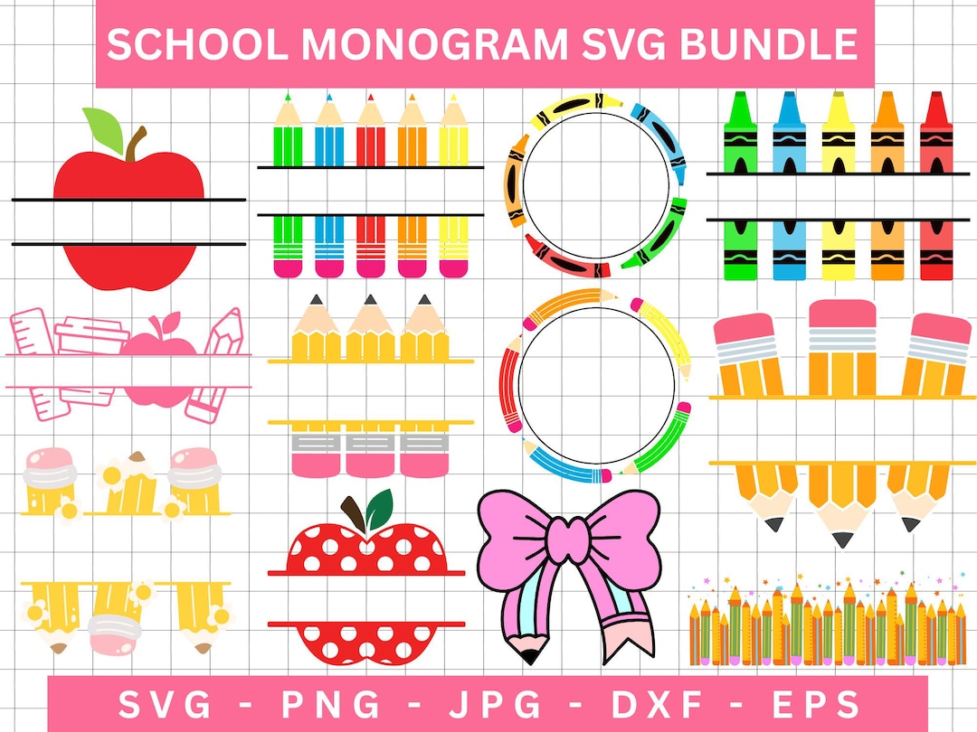 School Monogram Frame SVG for Teachers, Back to School Monograms Svg ...
