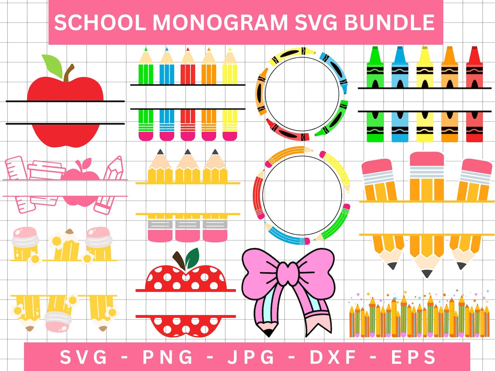 School Monogram Frame SVG for Teachers, Back to School Monograms Svg ...