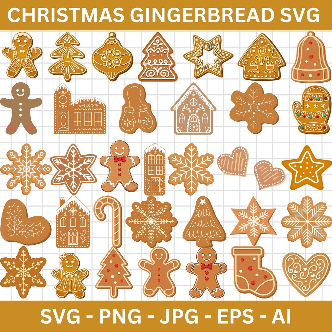 Gingerbread SVG Bundle: Christmas Ornaments, Snowflakes, Trees, and ...