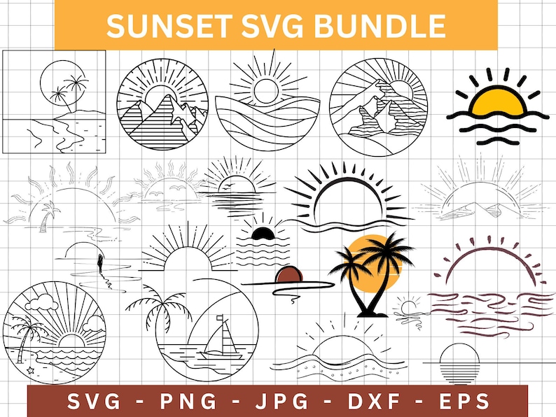 Sunset & Sunrise Vector Clipart, SVG, PNG, JPG (digital Download) - Etsy