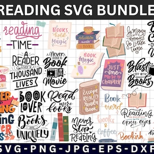 Reading SVG Bundle,librarian Svg,book Quotes Svg,book Worm Svg,book ...