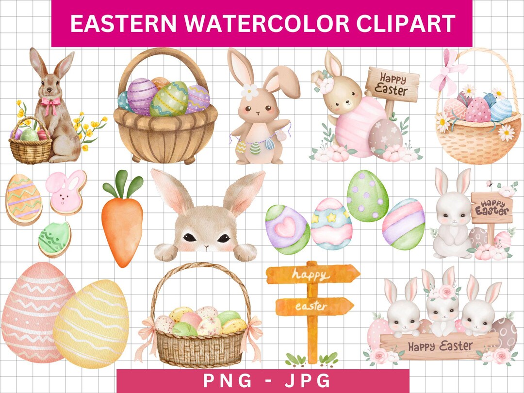 Easter Watercolor Clipart Bundle (PNG JPG Digital Download) - Etsy