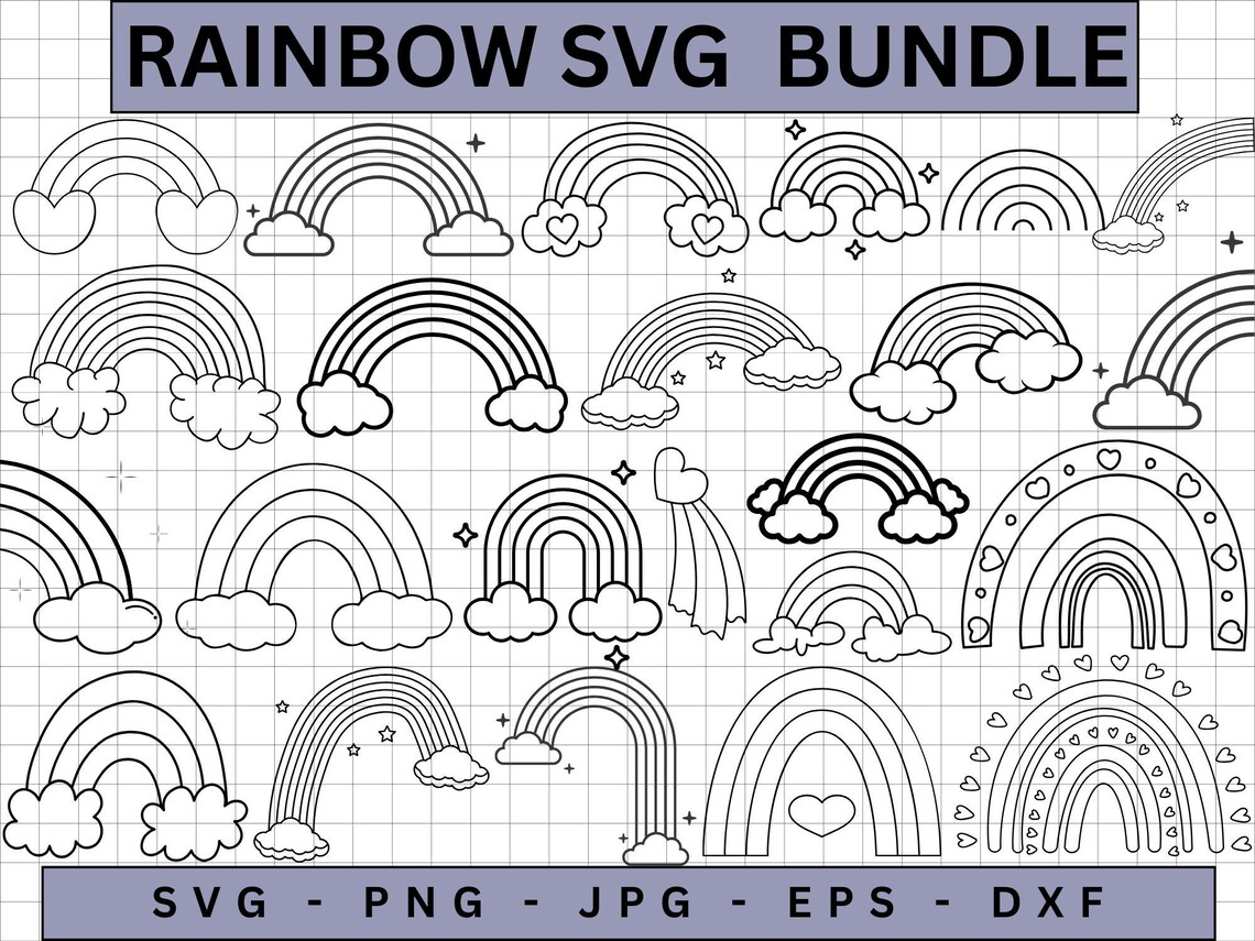 Rainbow SVG Bundle,rainbow Cut Files,rainbow and Clouds,rainbow SVG Cut ...