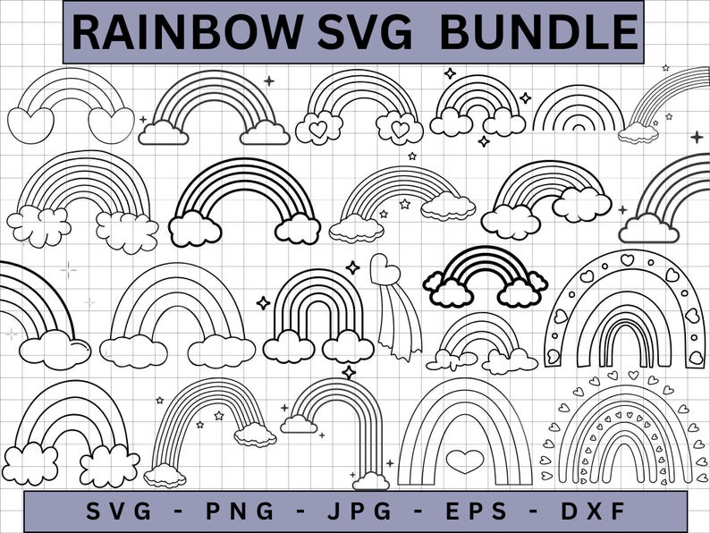 Rainbow SVG Bundle,rainbow Cut Files,rainbow and Clouds,rainbow SVG Cut ...