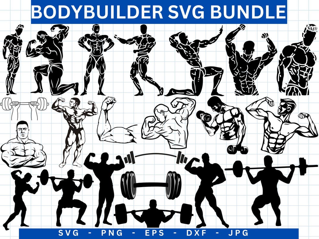 Bodybuilder Svg,fitness Svg,muscle Man Svg,bodybuilder Cut File,weights ...