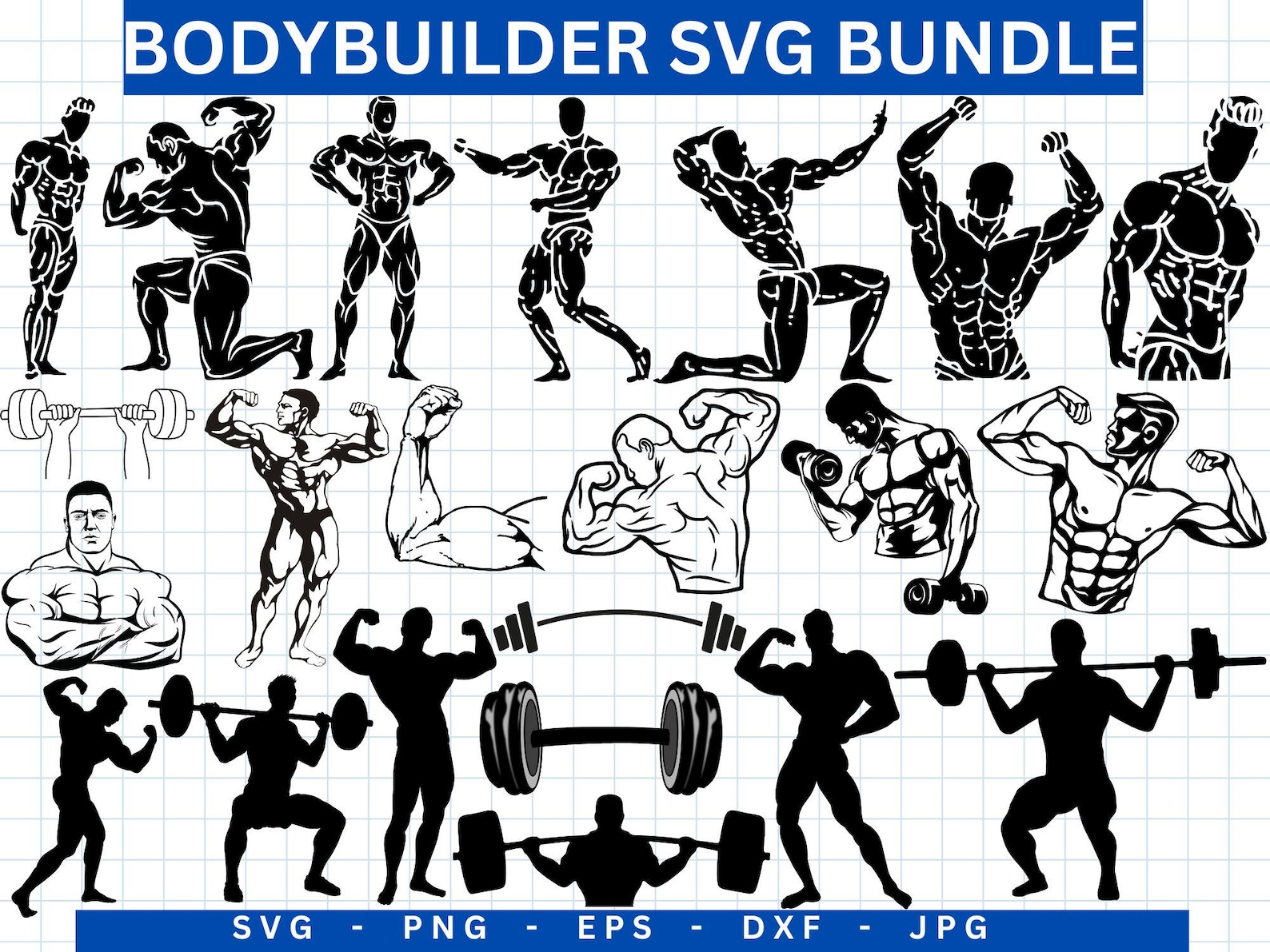 Bodybuilder Svg,fitness Svg,muscle Man Svg,bodybuilder Cut File,weights ...