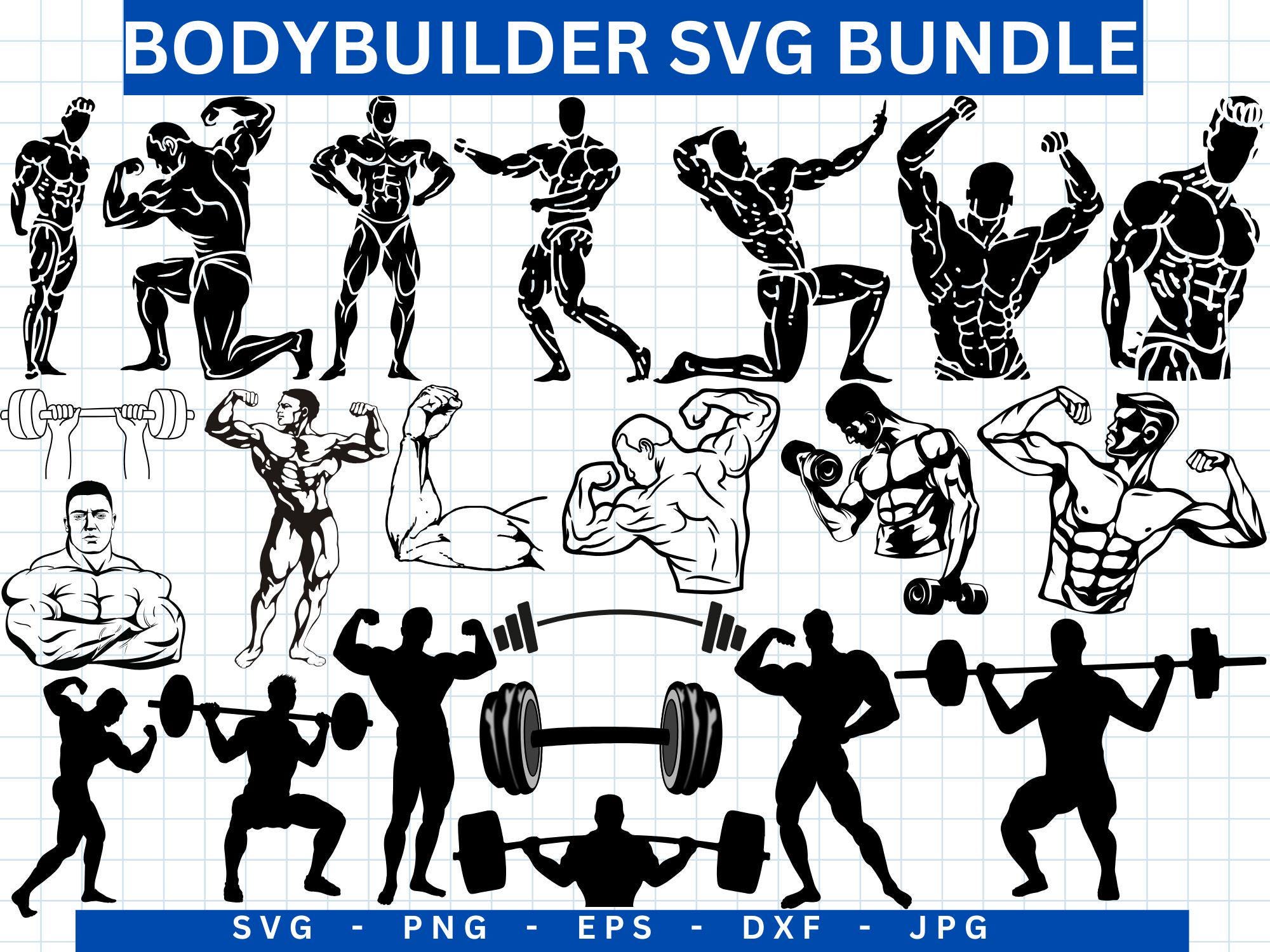 Bodybuilder Svg,fitness Svg,muscle Man Svg,bodybuilder Cut File,weights ...