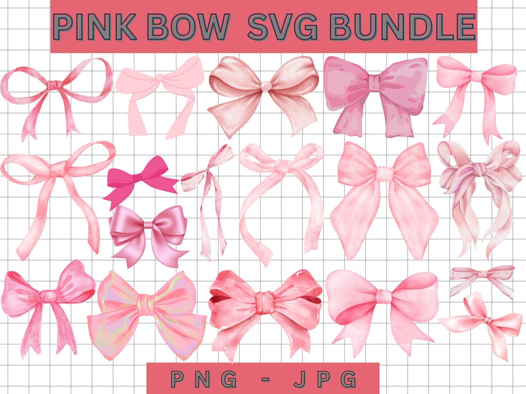 Pink Bows Png,boho Ribbon Jpg/png Bundle,ribbon Bow Png,coquette Png ...