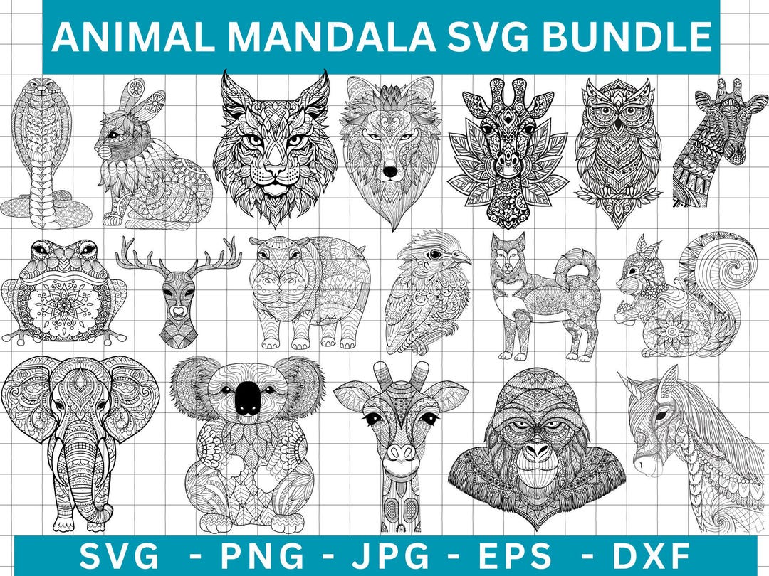 Animal Mandala Svg,plywood Cutting,animal Zentangle Svg,animal Mandala ...