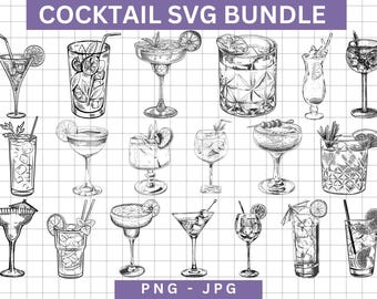 Cocktail Clipart Hand Drawn Illustrations , Signature Drinks Menu Icon ...