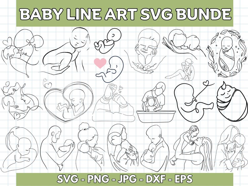 Baby Line Art,baby SVG Bundle,funny Baby Svg,line Drawing,instant ...