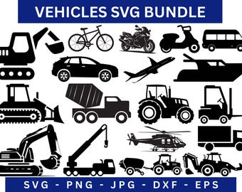 Vehicles Svg Bundle,construction Vehicle SVG Bundle,transportation Svg ...