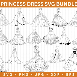 Bridal Dress Svg,princess Png Clipart,princess Svg,layered Digital ...