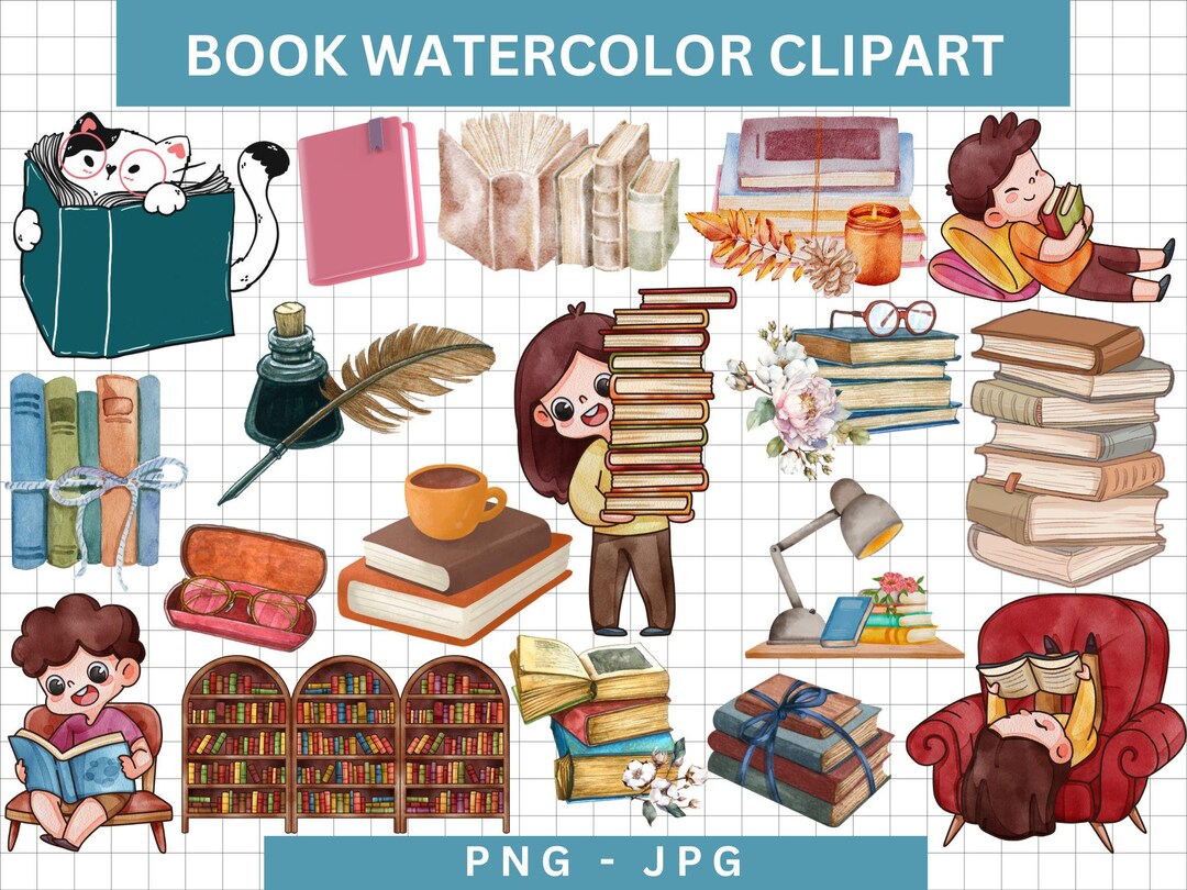 Book Lovers Clipart,books Clip Art, Vintage Book Clipart,booklover Png ...