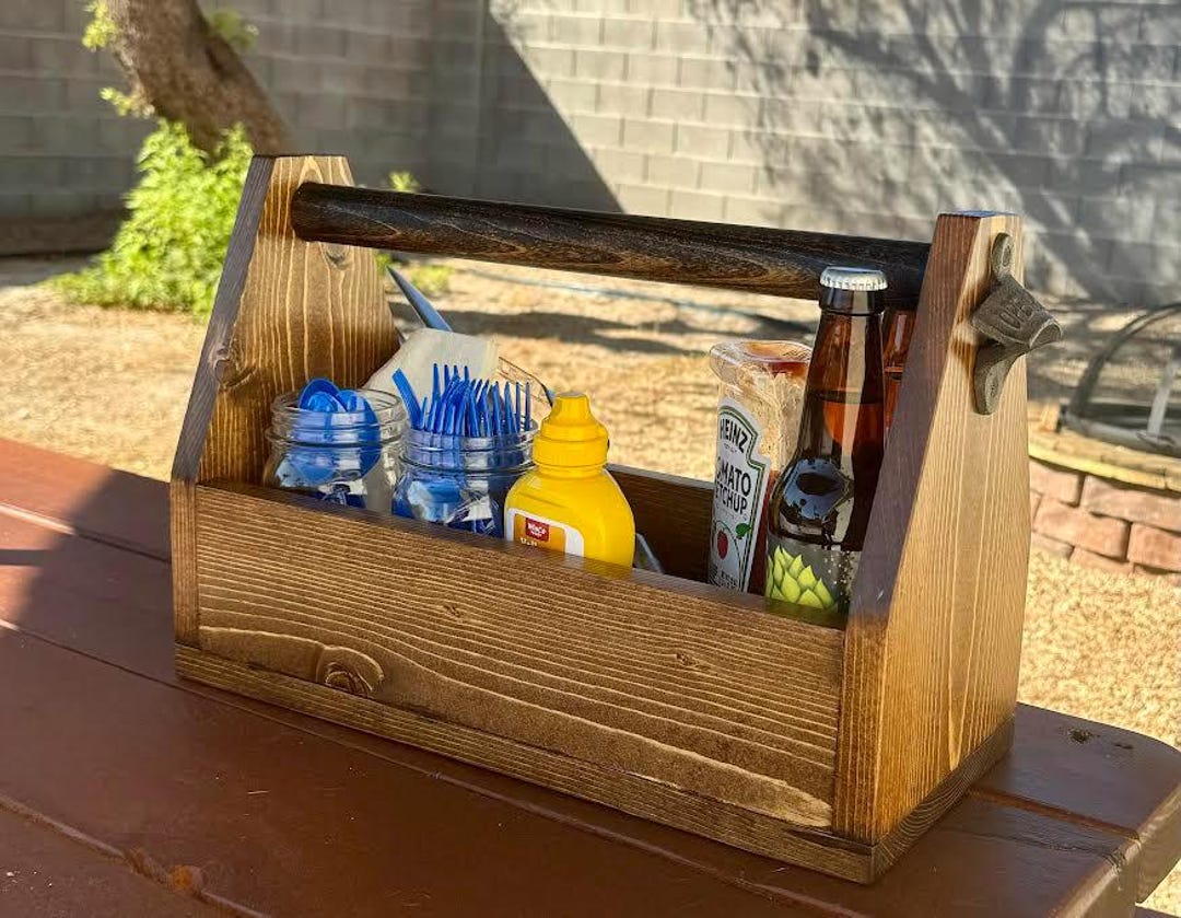 Handmade Wood BBQ Caddy - Etsy