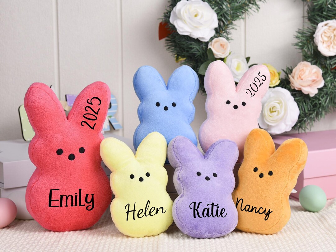 Custom Peeps Bunny With Name, Mini Peeps Plush Doll, Easter Basket ...