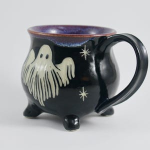 Handmade Ghost Cauldron Mug, Wheel Thrown Ceramics, Sgraffito Pottery ...